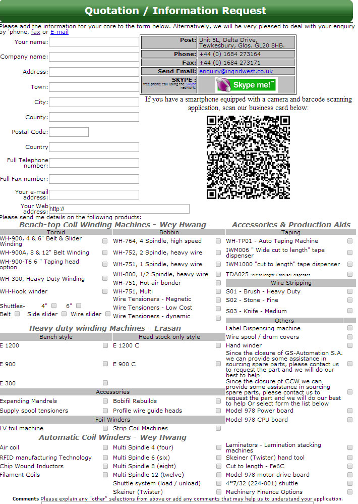 fax back form Quotation / Information Request Ingrid West Machinery Ltd ... fax back form Quotation / Information Request Ingrid West Machinery Ltd ...